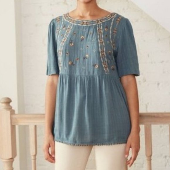 Knox Rose | Tops | Knox Rose Womens Short Sleeve Boho Embroidered Top ...